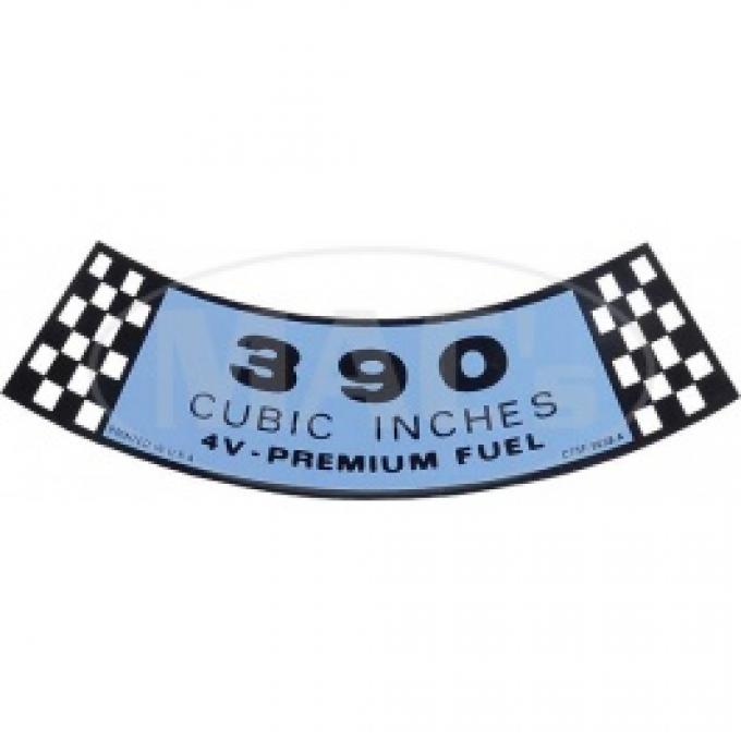 390 4BBL Air Cleaner Decal, 1967-1969 Thunderbird | Blue Oval Classics