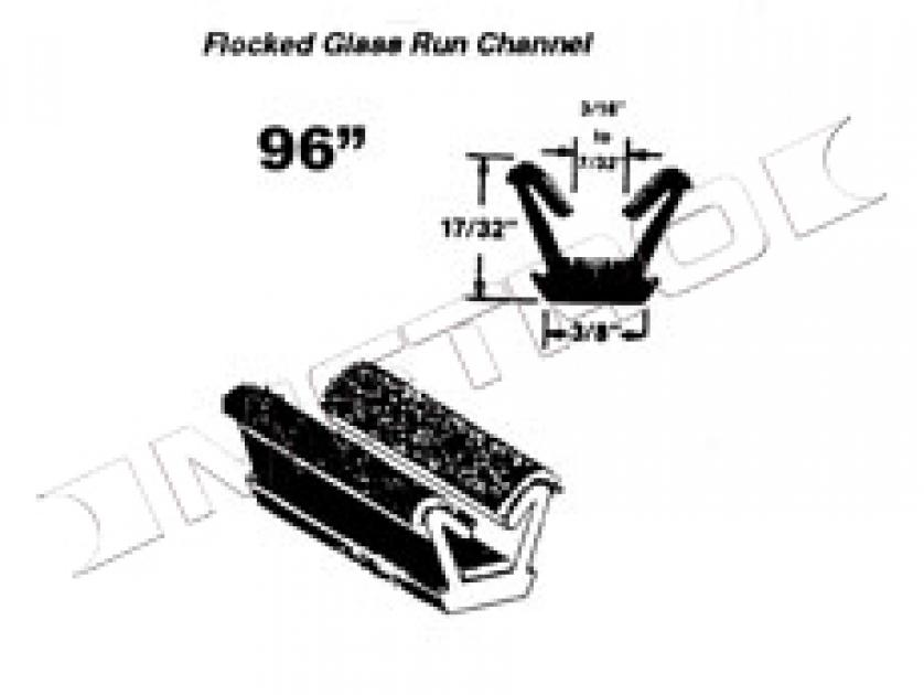 Flocked Glass Run Channel, Universal, 96" Long | Blue Oval Classics