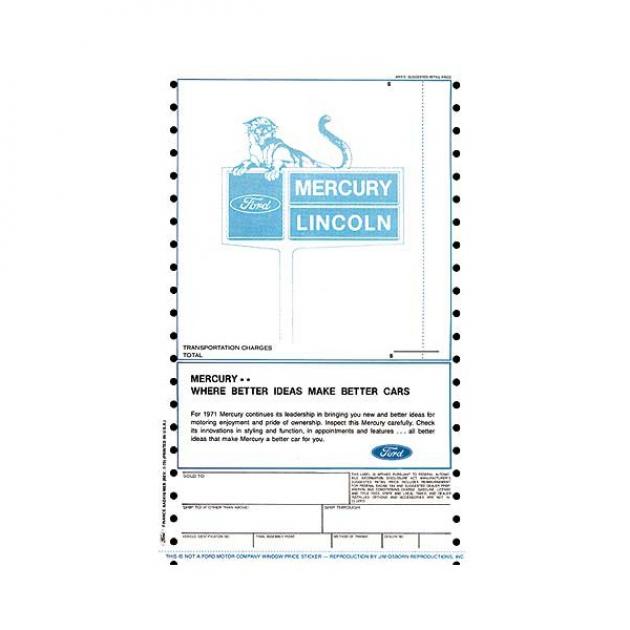 New Car Window Sticker | Blue Oval Classics