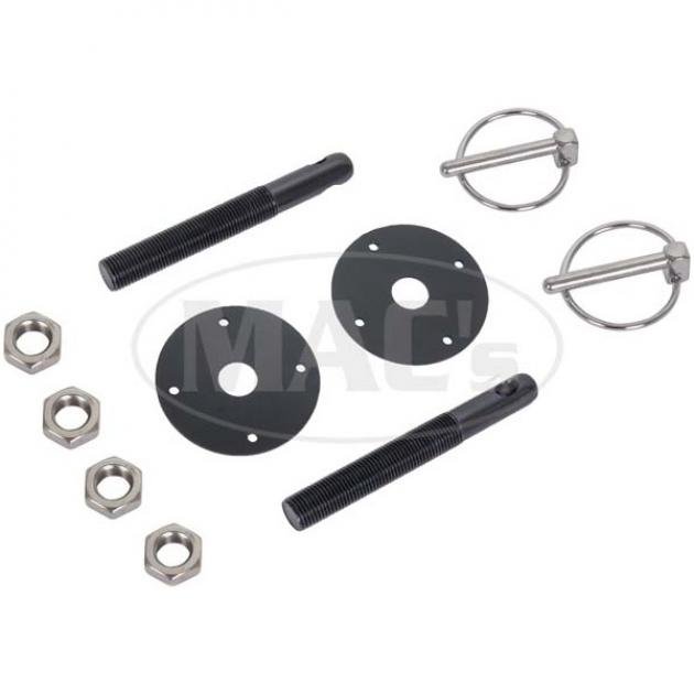 Aluminum Hood Pin Kit, Black | Blue Oval Classics