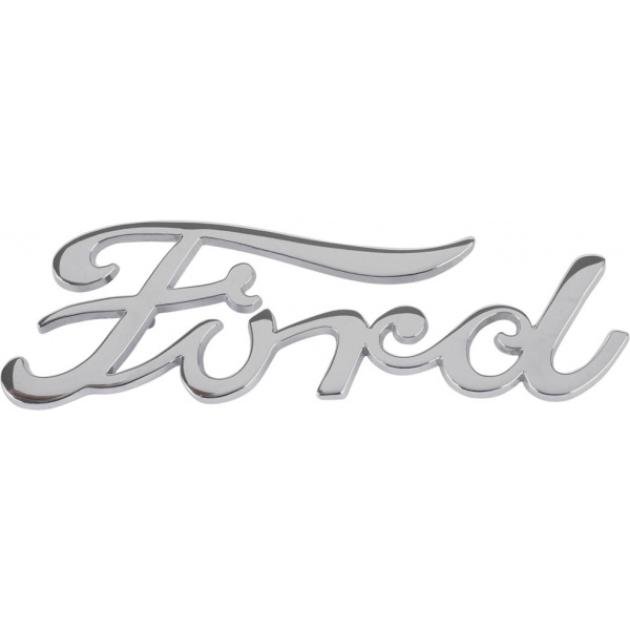 Ford Script Logo, Ford, 3 1/4 L x 1 H, Die Cast Chrome | Blue Oval Classics
