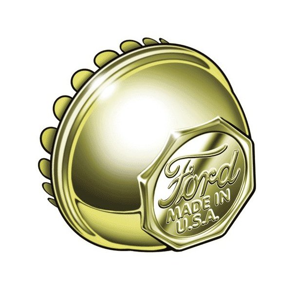 Model T Ford Wire Wheel Hub Cap - Brass - Ford Script | Blue Oval Classics