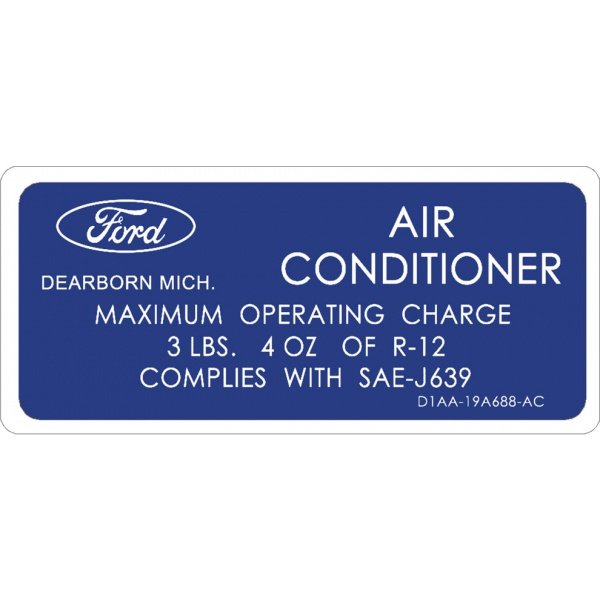 Air Conditioning Charge Decal - Mercury | Blue Oval Classics