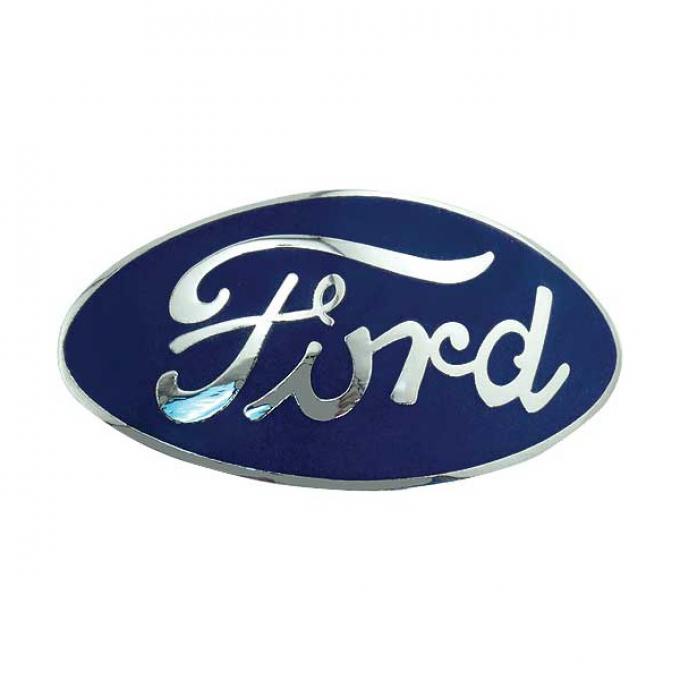 Radiator Emblem - Ford Script - Blue Porcelain & Chrome - 38 90 HP Ford ...