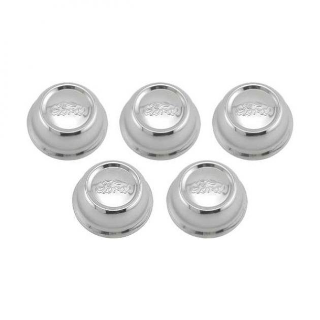 Model A Ford Hub Cap Set - 5 Pieces - Stainless Steel - Ford Script ...
