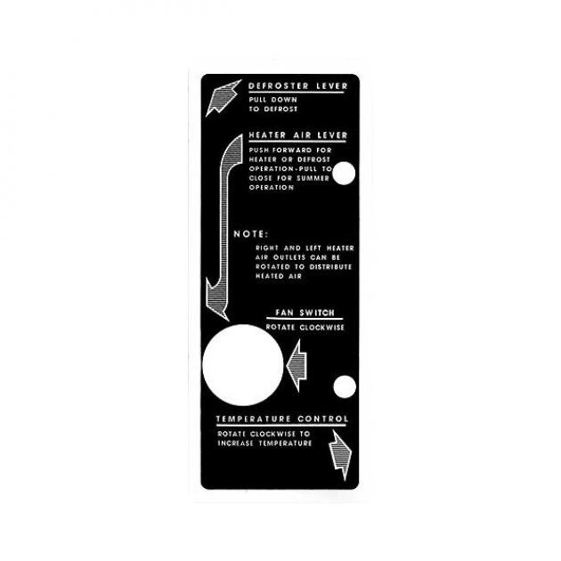Heater Instruction Decal | Blue Oval Classics