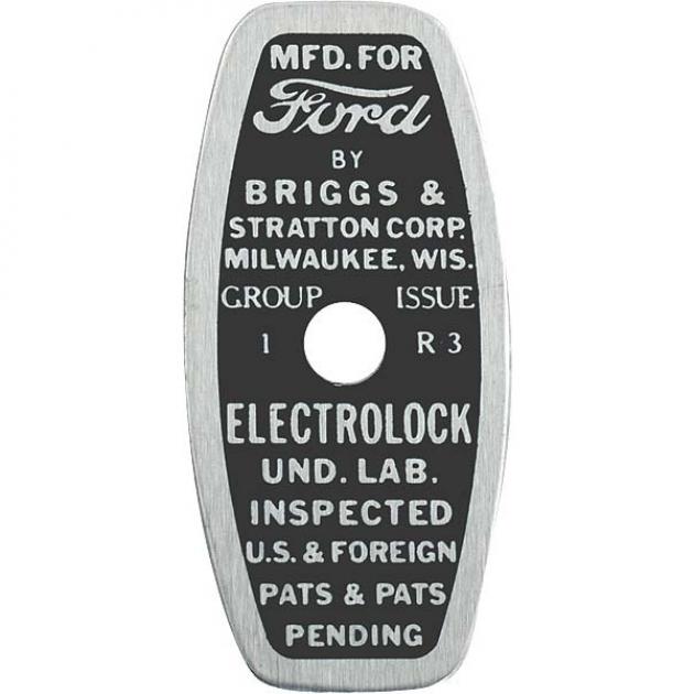 Model A Ford Ignition Switch Cable Data Plate - Briggs & Stratton ...