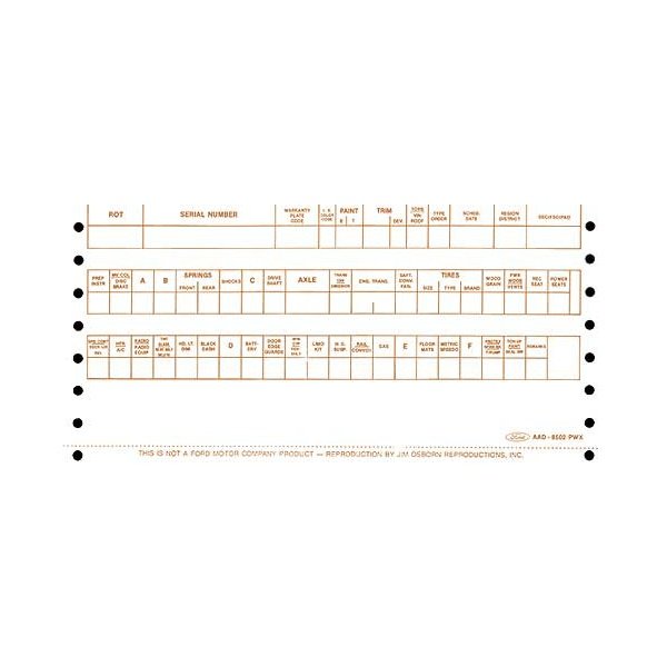 Build Sheet - Mustang and Fairlane | Blue Oval Classics