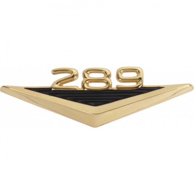 Fender Emblem, "289", Gold, With Clips, Fairlane, 1964 | Blue Oval Classics
