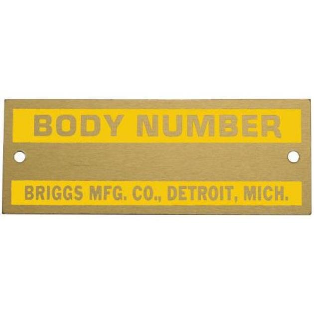 Briggs Body Number Plate A-18651 | Blue Oval Classics