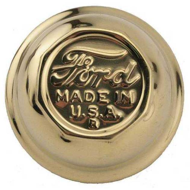 Brass Wire Wheel Hub Cap 26-27 T-2885-BR | Blue Oval Classics