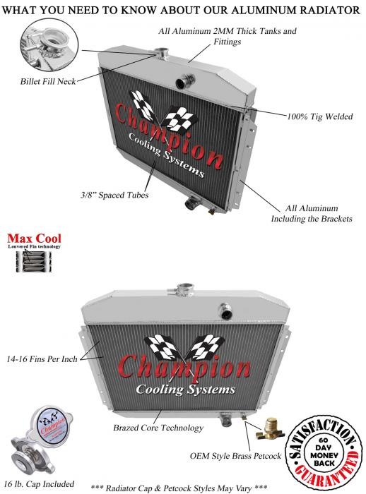 Champion Cooling 3 Row All Aluminum Radiator Made With Aircraft Grade ...