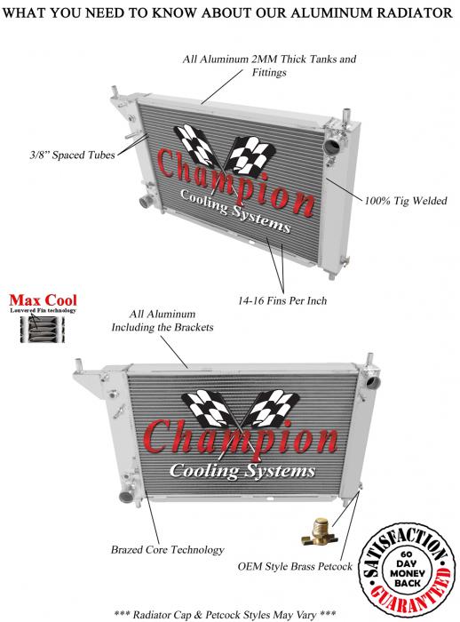 Champion Cooling 1996 Ford Mustang 3 Row All Aluminum Radiator Made ...