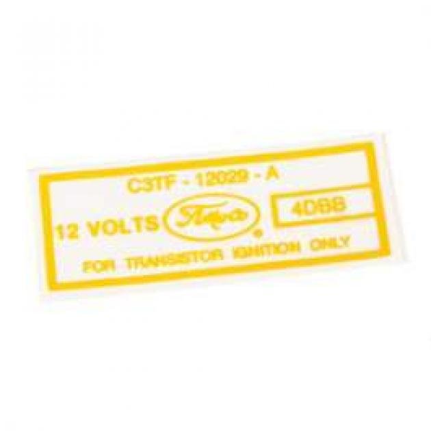 Ignition Coil Decal - With Transistorized Ignition | Blue Oval Classics