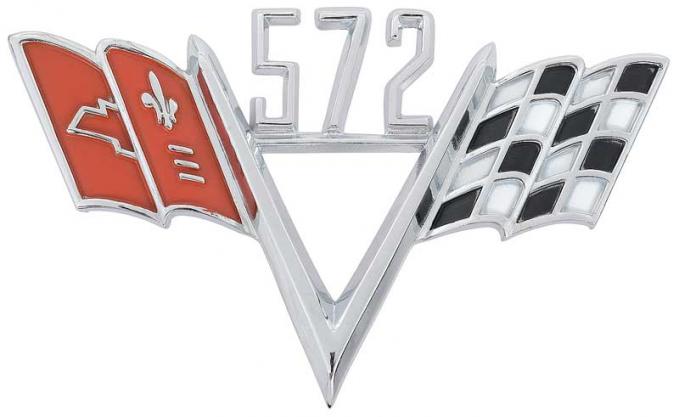 OER 572 Crossed Flags, Front Fender Emblem, Each FE572 | Blue Oval Classics
